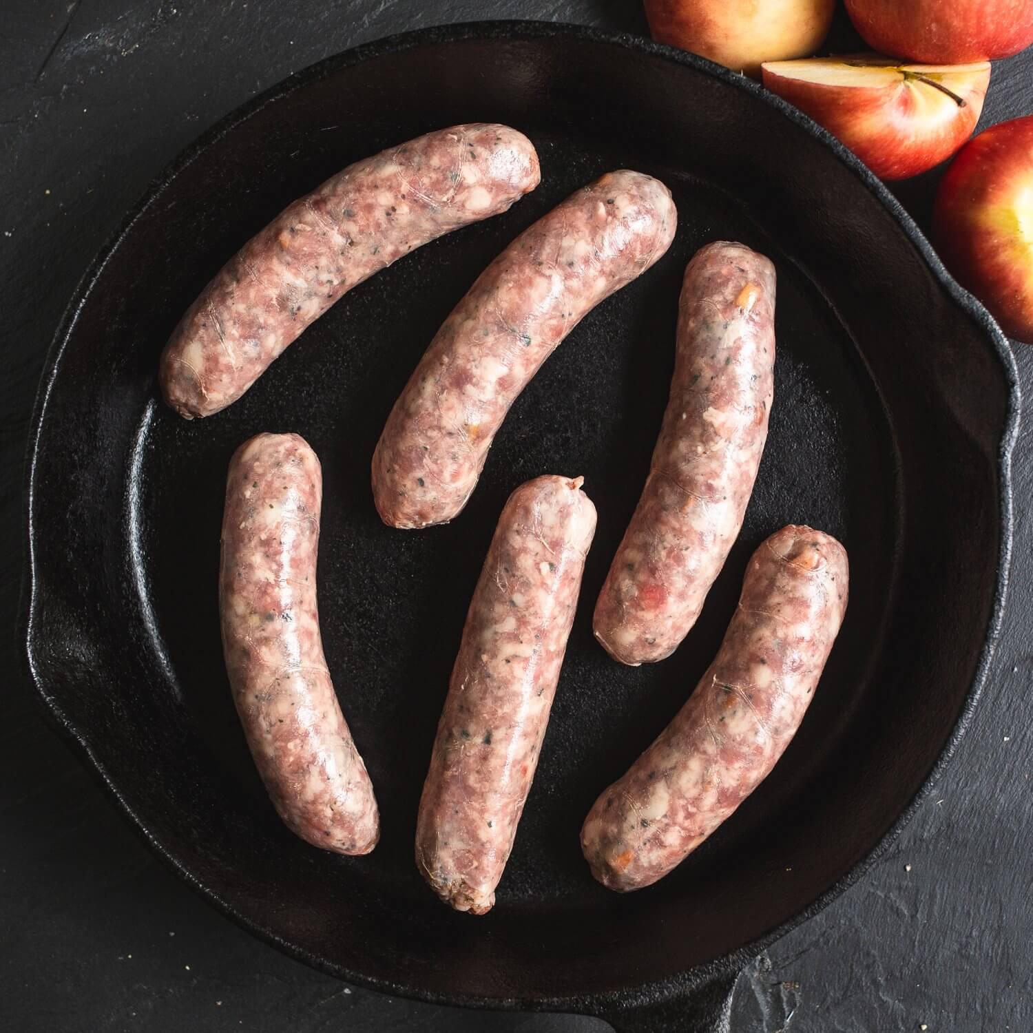 Organic Pork & apple sausages (gluten free) x6, 400g / Riverford