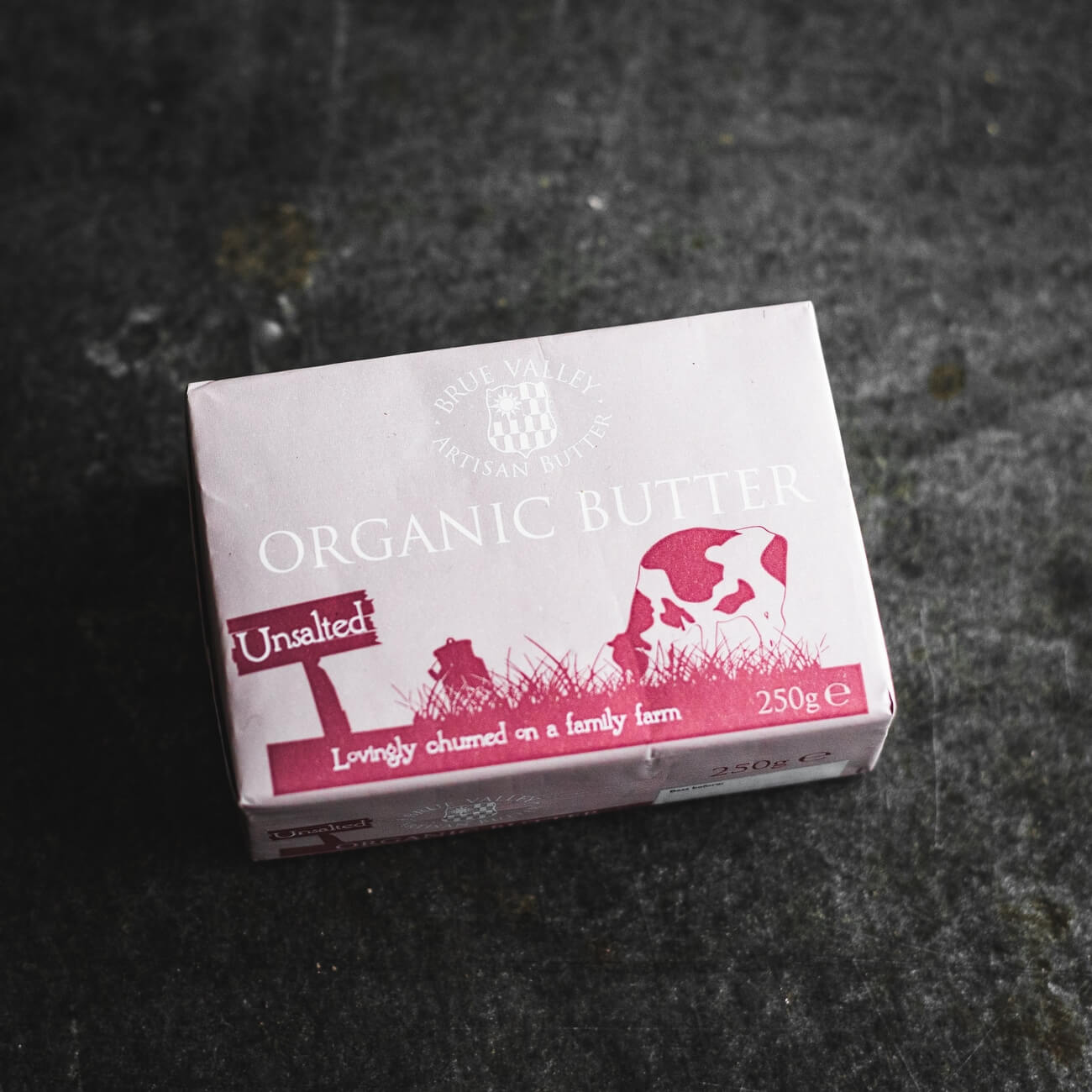 Organic Brue valley unsalted butter 250g / Riverford