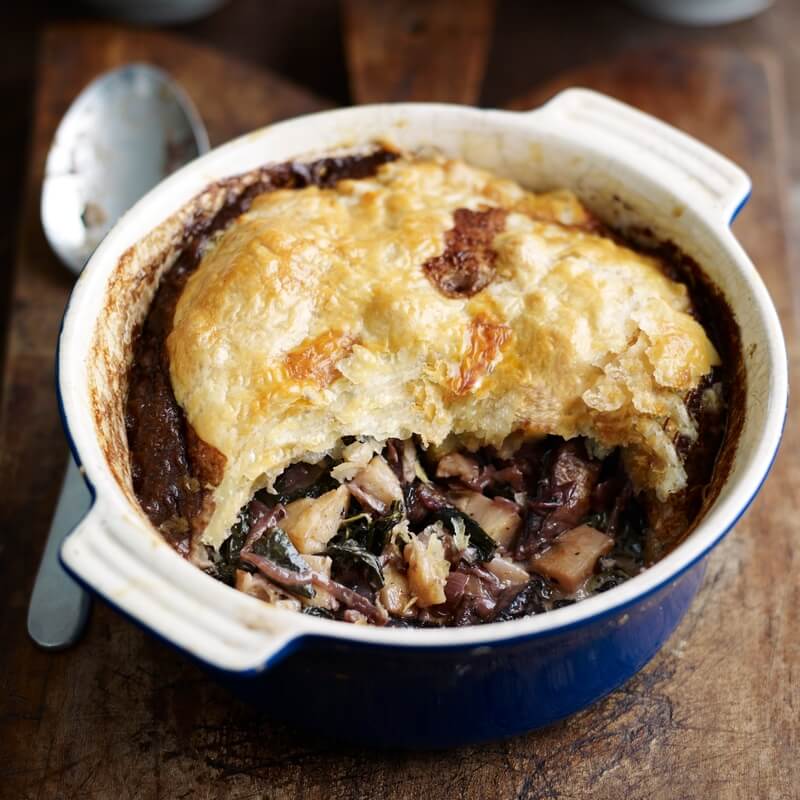 Celeriac, kale & mushroom pie recipe / Riverford