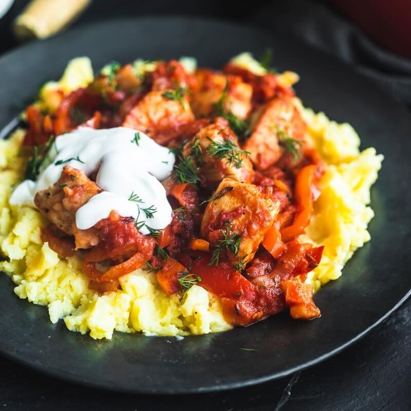 Chicken goulash with mashed potato recipe / Riverford