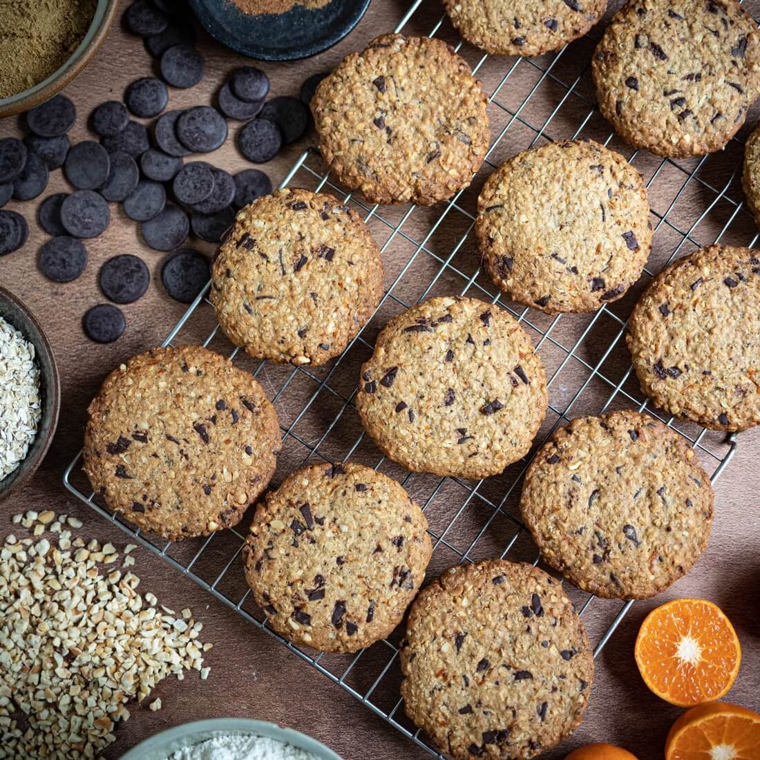 Organic Clementine, chocolate & hazelnut cookies kit / Riverford