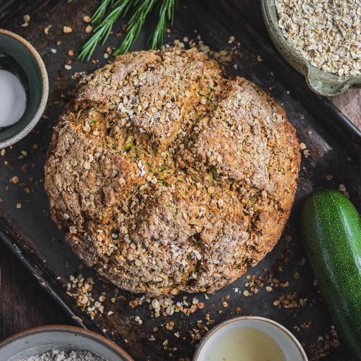 Organic Courgette & rosemary soda bread kit / Riverford