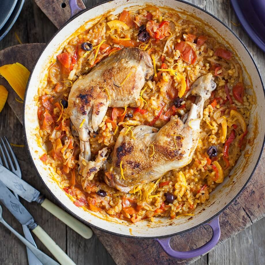 Chicken and chorizo in Basque style recipe / Riverford