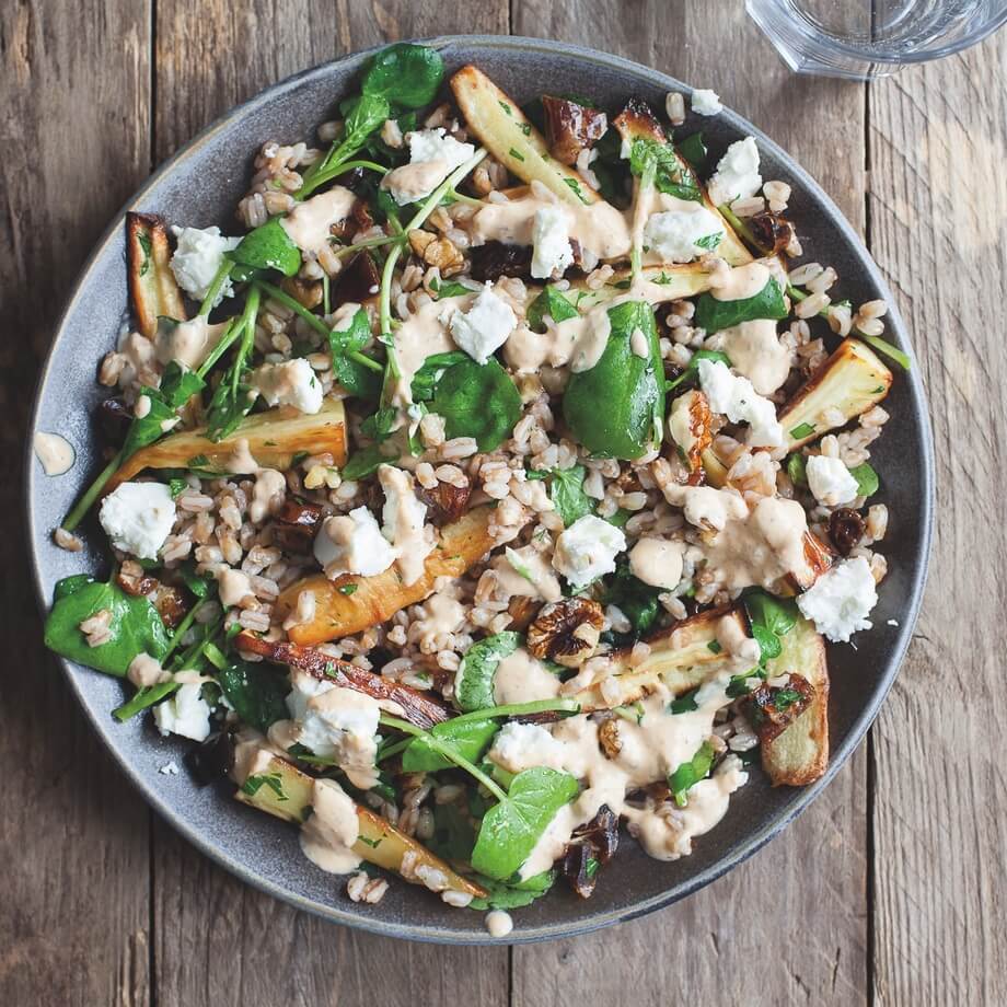 Parsnip salad with walnuts and dates recipe / Riverford