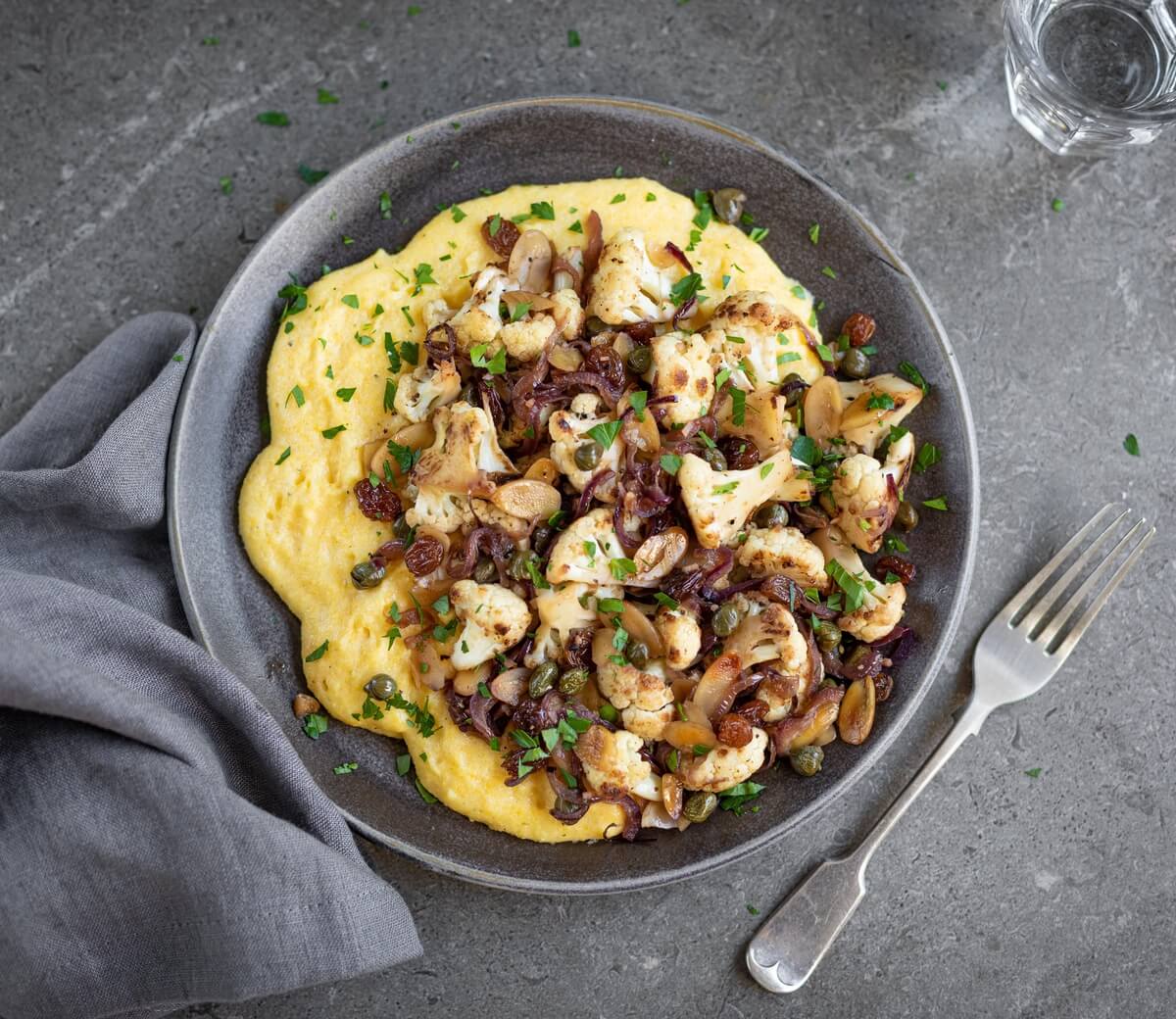 Agrodolce cauliflower with quick polenta recipe / Riverford