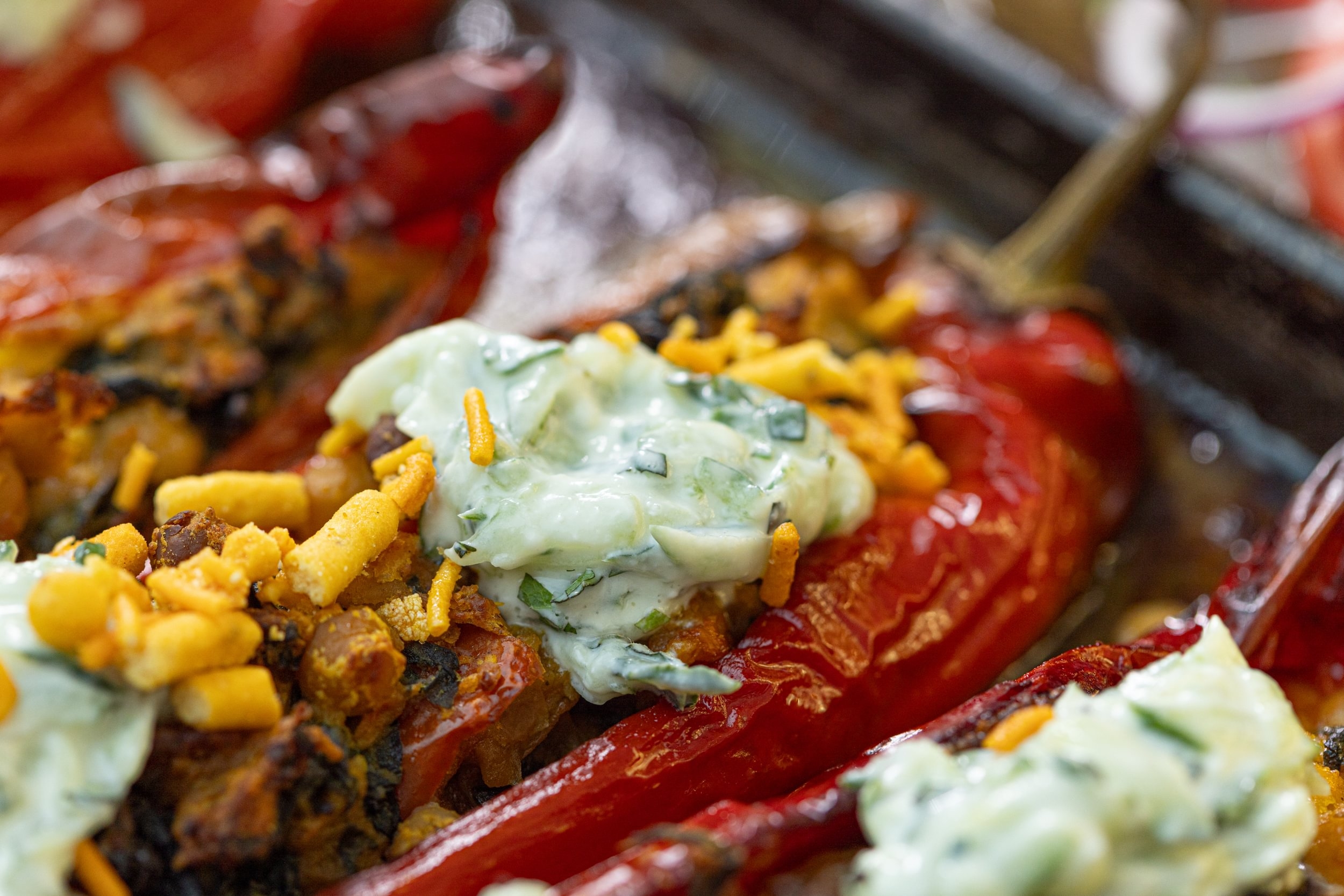 Curried chickpea stuffed peppers recipe / Riverford