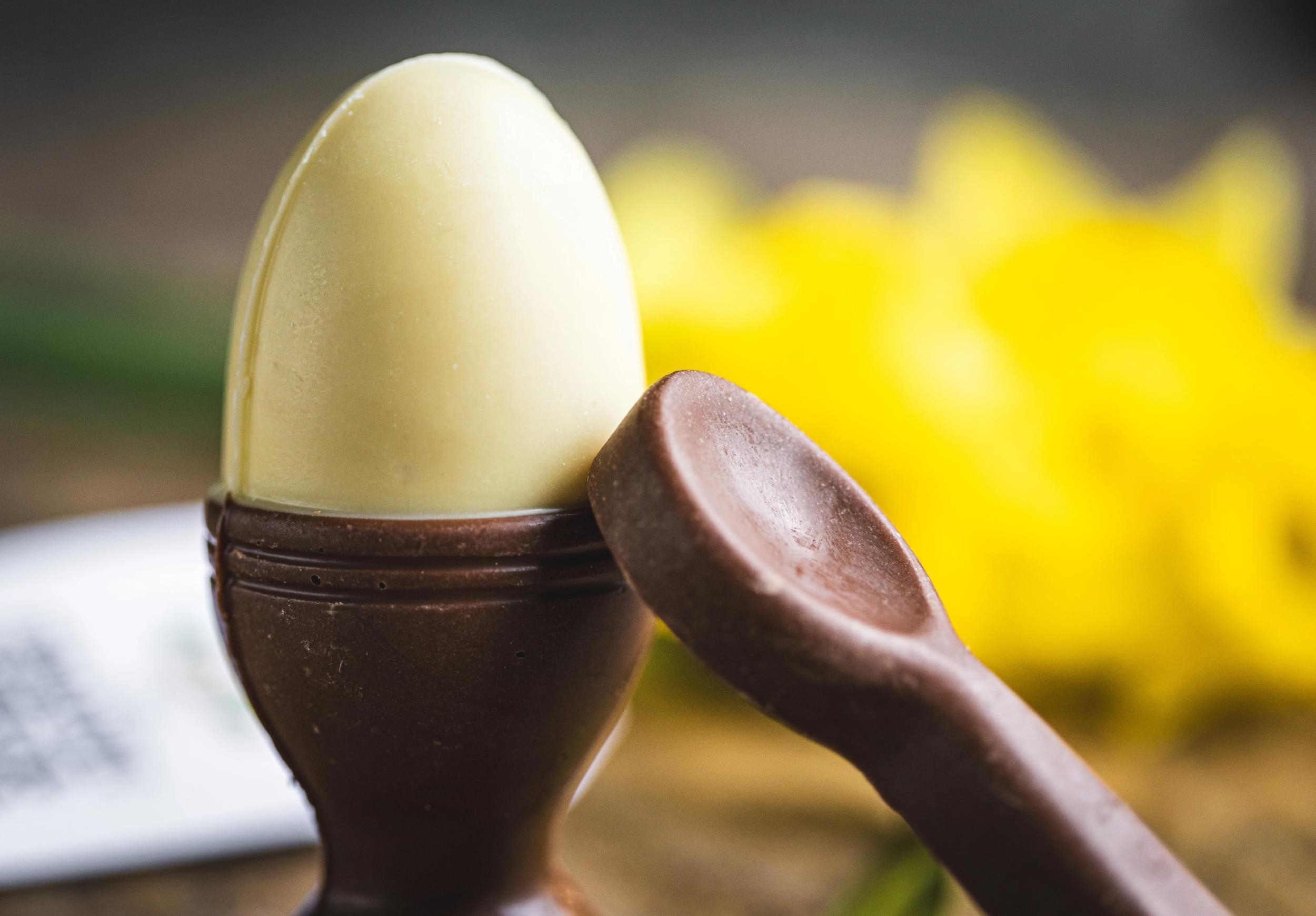 Organic Cocoa Loco milk & white chocolate egg & spoon 100g / Riverford