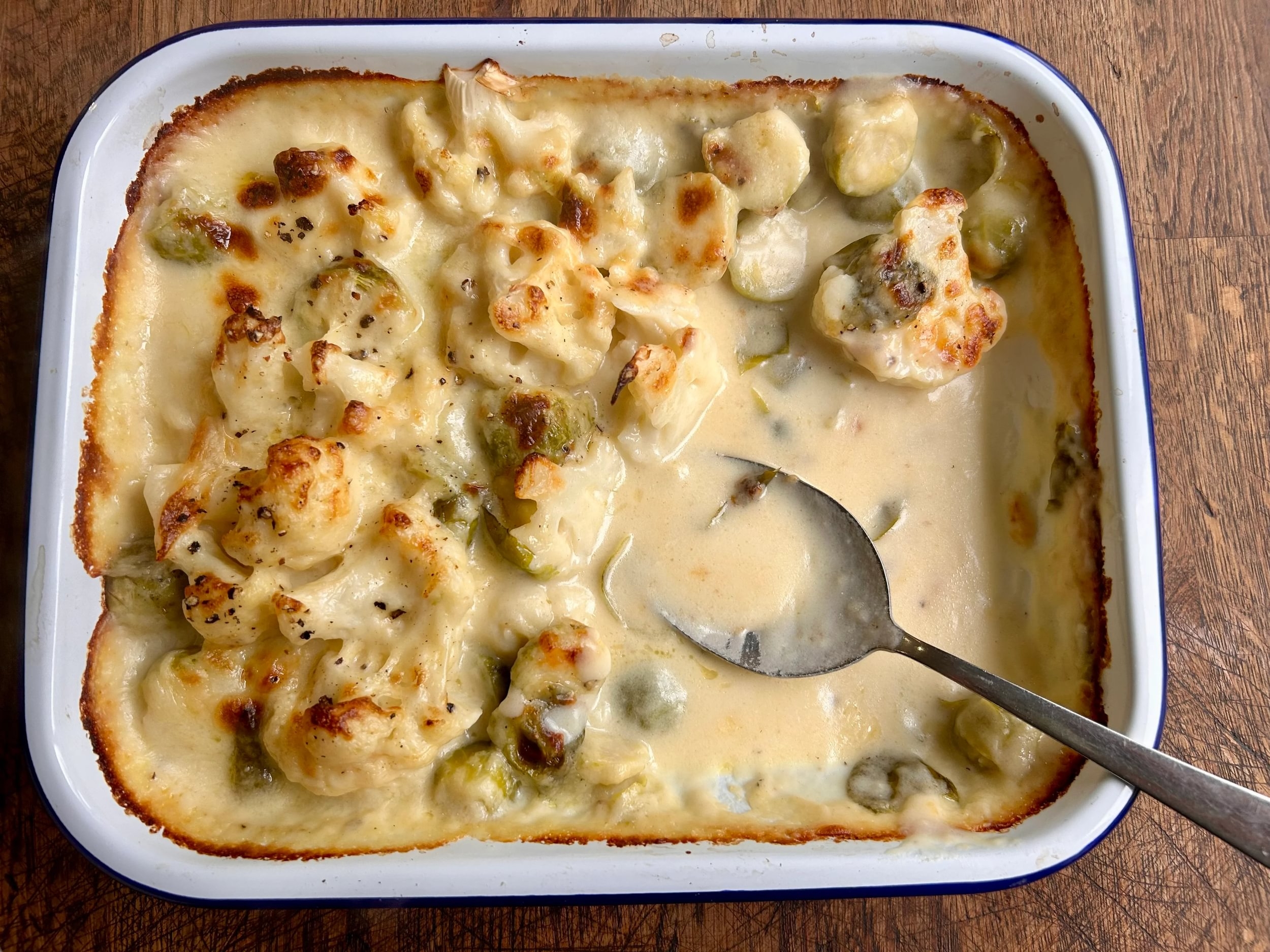 Sprout & cauliflower cheese recipe / Riverford