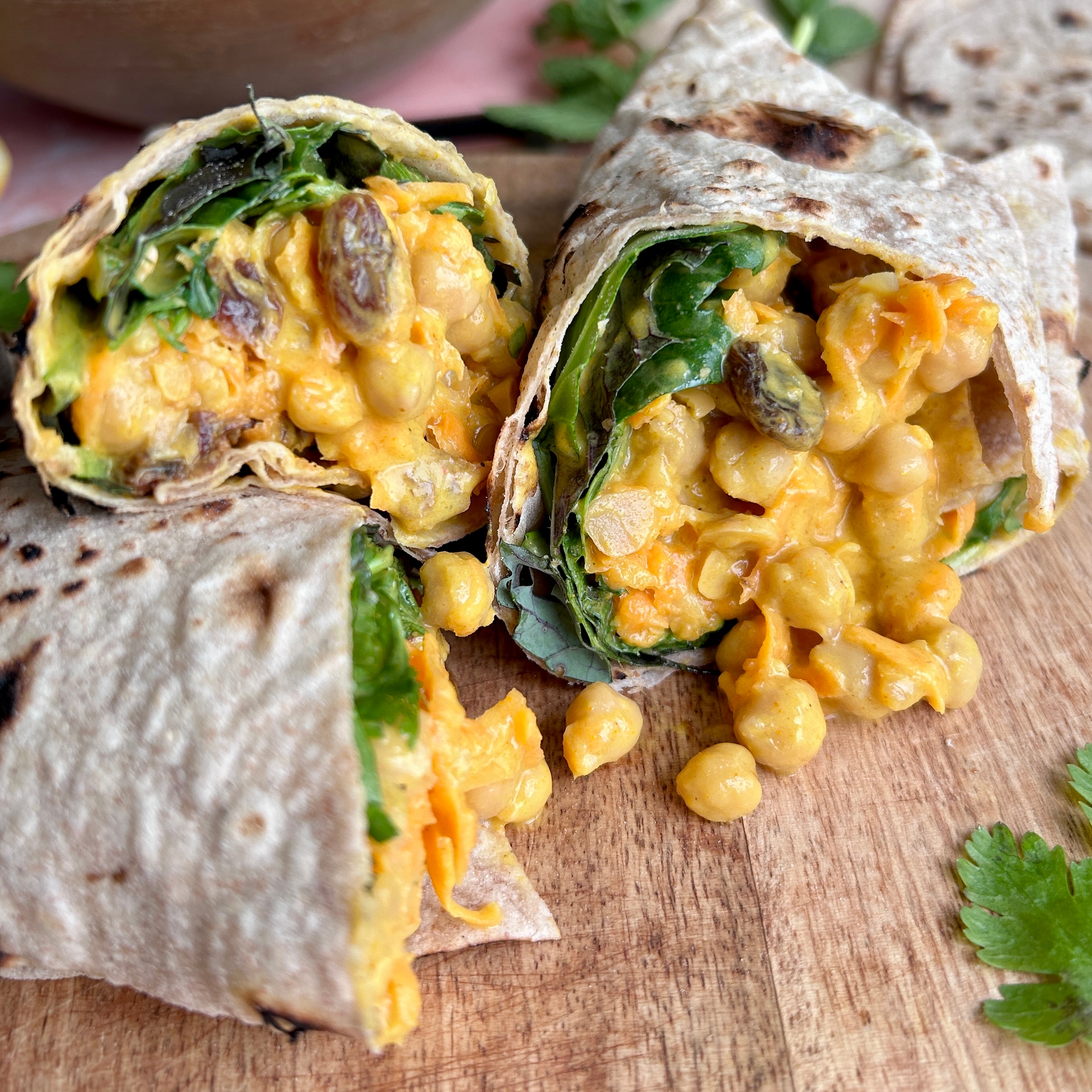 Coronation chickpea wraps recipe / Riverford
