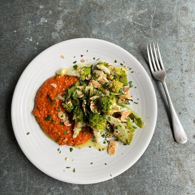 Romanesco with romesco recipe / Riverford