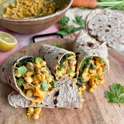 Coronation chickpea wraps recipe / Riverford