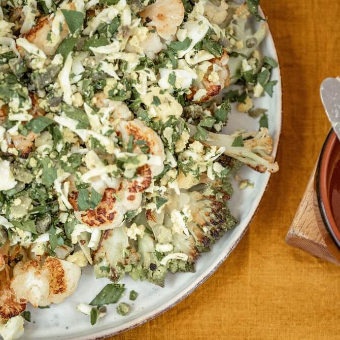 Cauliflower with egg & herbs recipe / Riverford