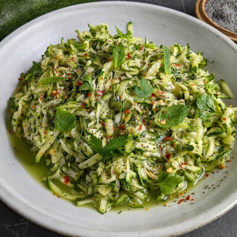 Courgette salad with lemon and herbs recipe / Riverford