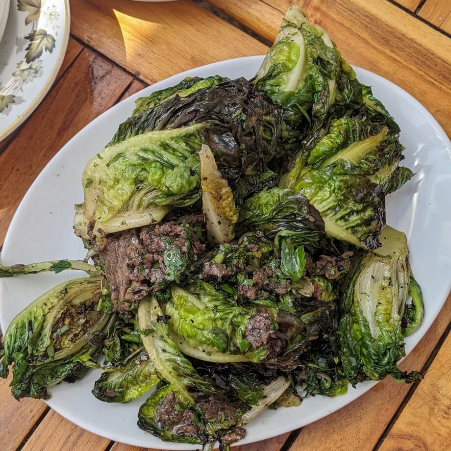 BBQ grilled little gem lettuce recipe / Riverford