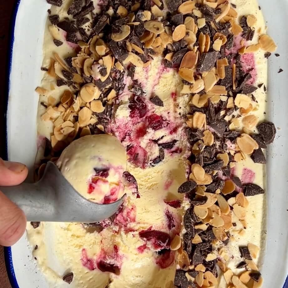 Raspberry ripple ice-cream recipe / Riverford