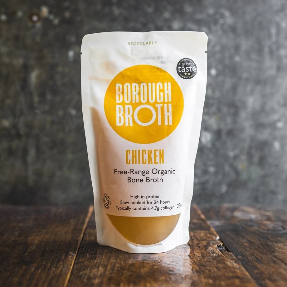 Organic Chicken bone broth 324g / Riverford