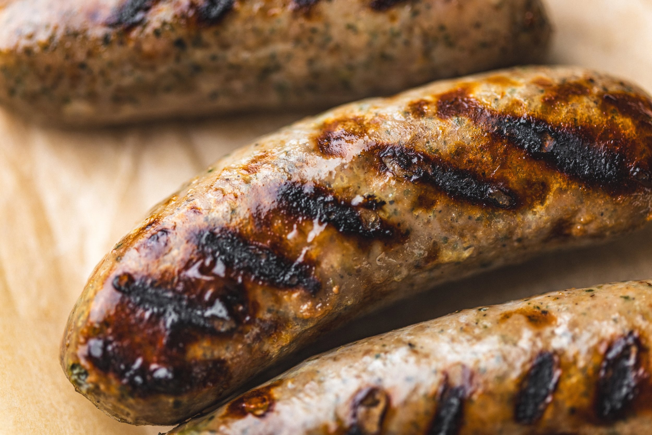 Organic Pork, leek & mustard sausages x5, 400g / Riverford