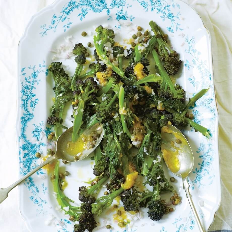 Purple sprouting broccoli with anchovy and chilli recipe / Riverford