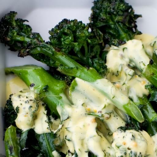 Purple sprouting broccoli with anchovy and chilli recipe / Riverford