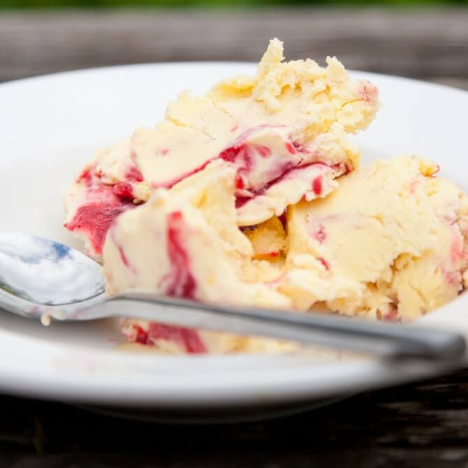 Raspberry ripple ice-cream recipe / Riverford