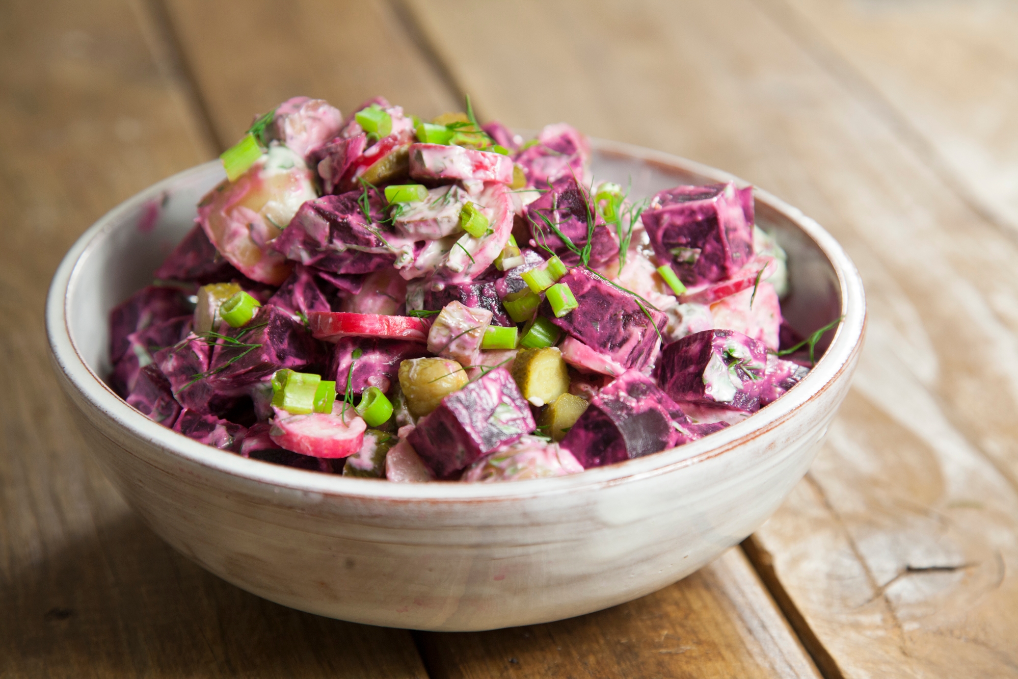Scandinavian-style beetroot and potato salad recipe / Riverford