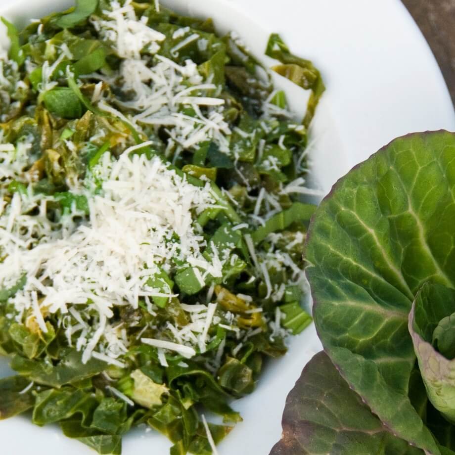 Spring greens with lemon and garlic recipe / Riverford