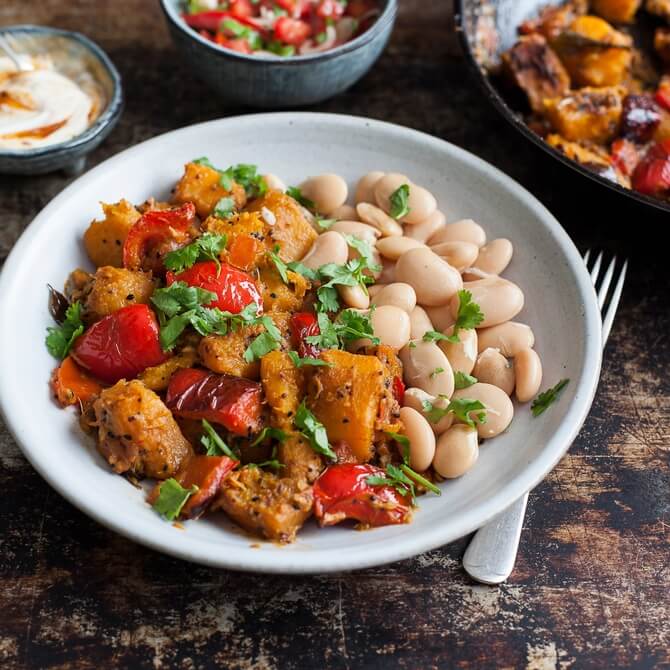 Griddled Squash, Butterbeans & Salsa Verde recipe / Riverford