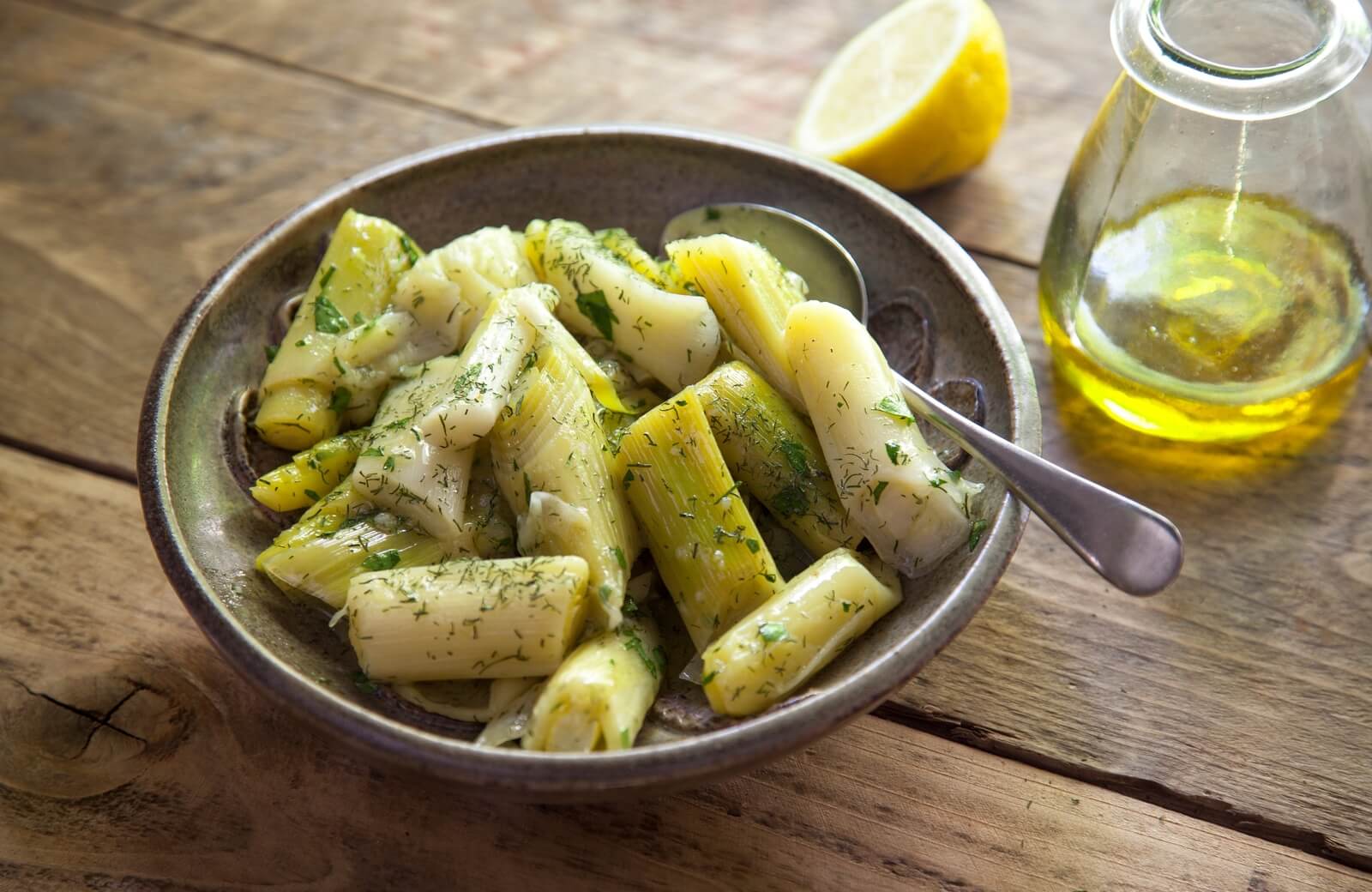 Turkish poached sweet and sour leeks recipe / Riverford