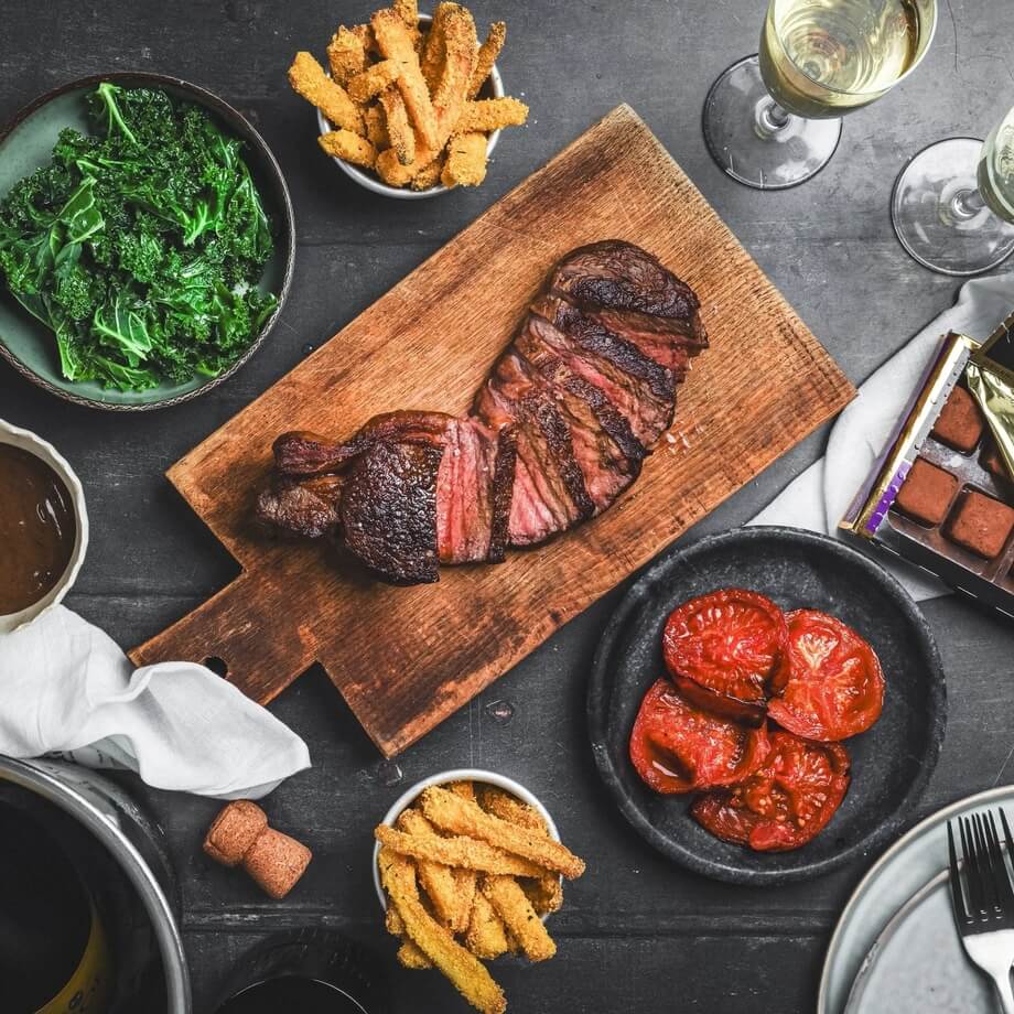 Organic Sharing steak supper with prosecco & truffles / Riverford