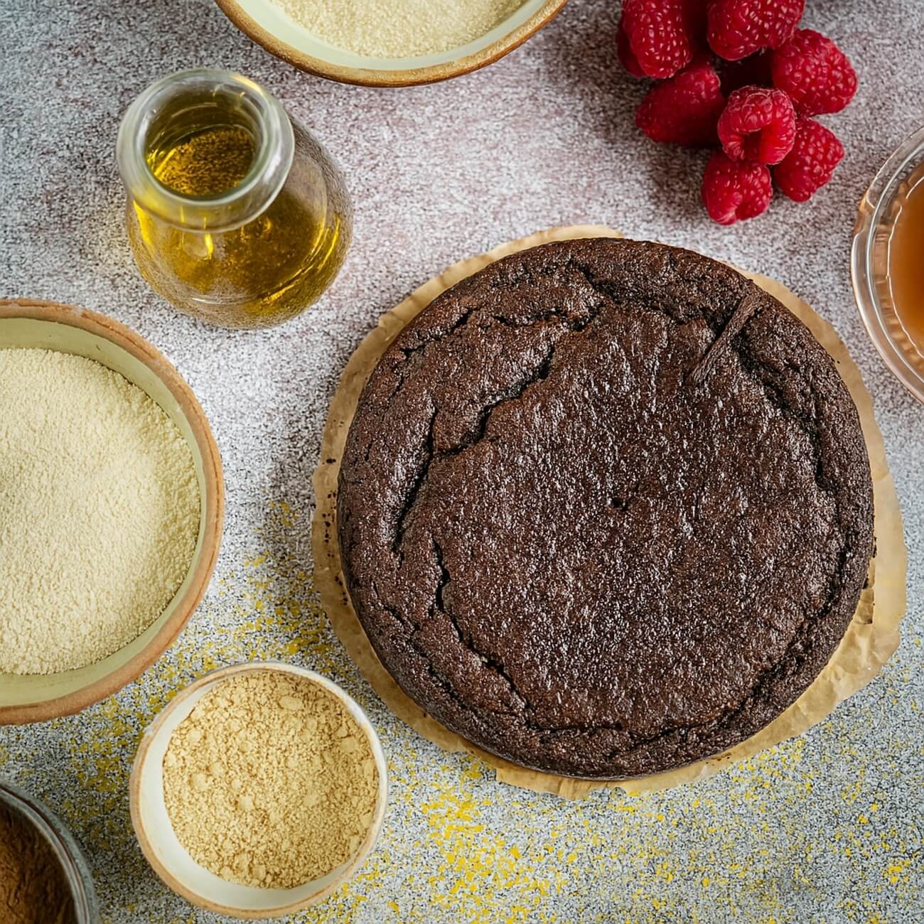 Organic Orange, chocolate & olive oil vegan torte kit / Riverford
